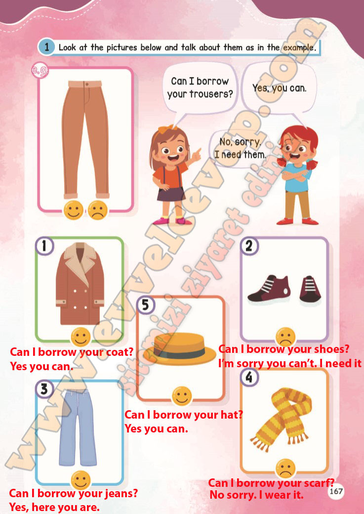 Look at the pictures below and talk about them as in the example.