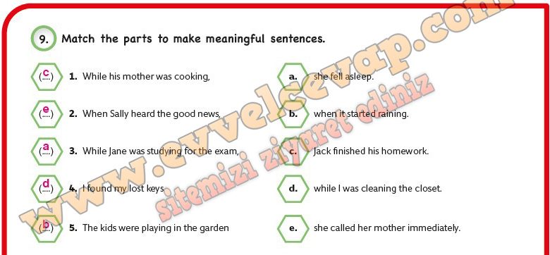Match the parts to make meaningful sentences.
