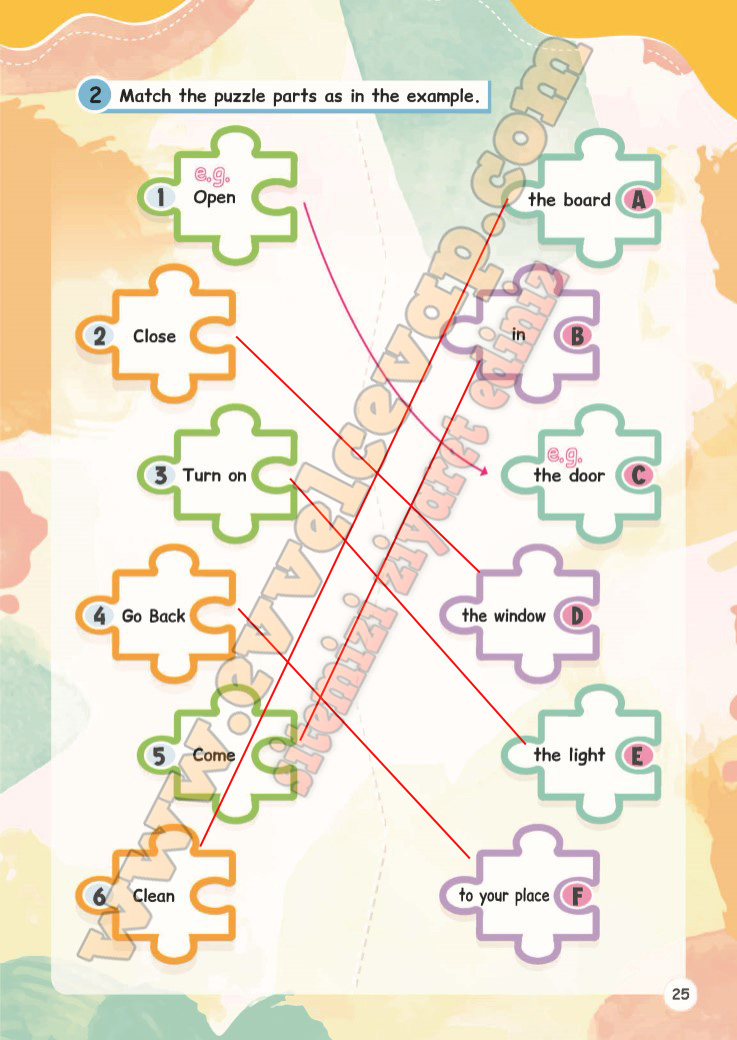 Match the puzzle parts as in the example.