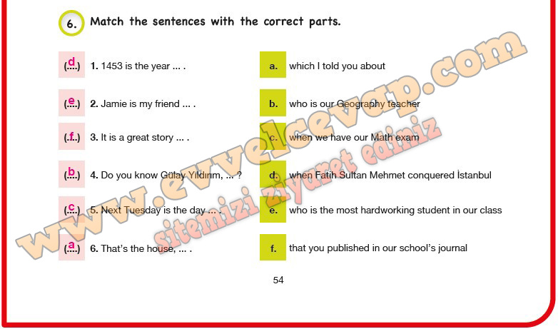 Match the sentences with the correct parts.