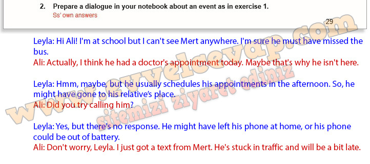 Prepare a dialogue in your notebook about an event as in exercise 1.