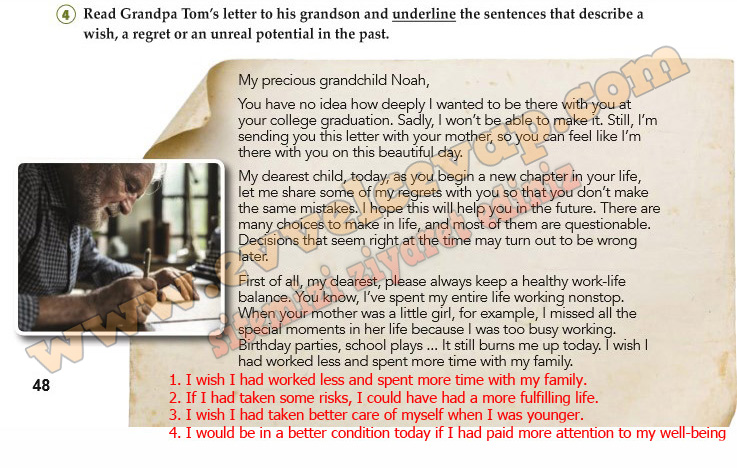 Read Grandpa Tom’s letter to his grandson and underline the sentences ...