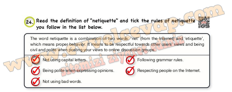 Read the definition of "netiquette" and tick the rules of netiquette ...