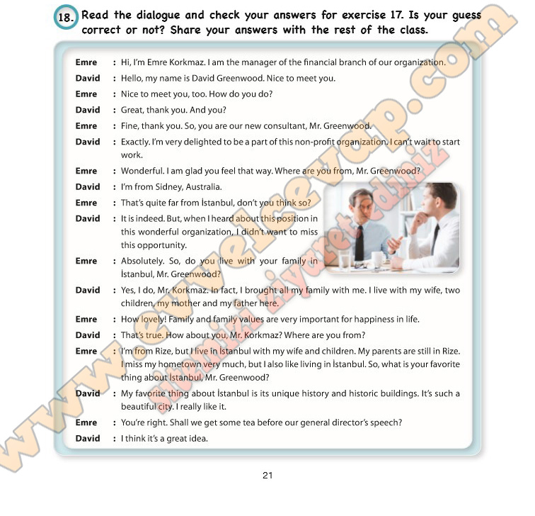 Read the dialogue and check your answers for exercise 17. Is your guess correct or not? Share ...