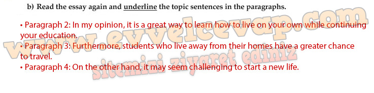 Read the essay again and underline the topic sentences in the paragraphs.