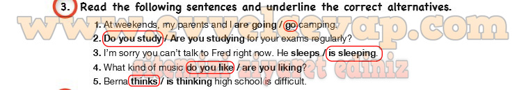 Read the following sentences and underline the correct alternatives.