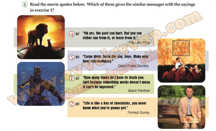 Read the movie quotes below. Which of them gives the similar messages ...