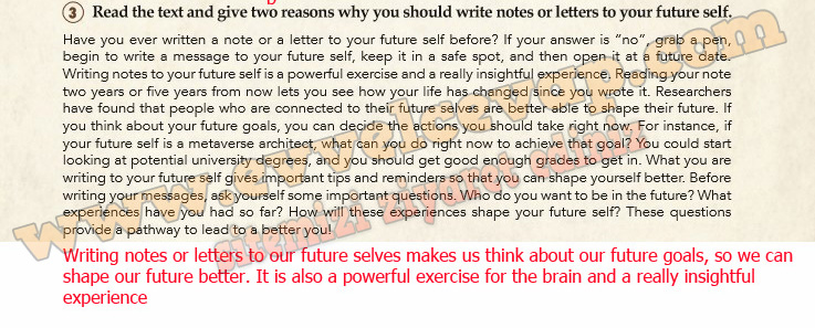 Read the text and give two reasons why you should write notes or ...