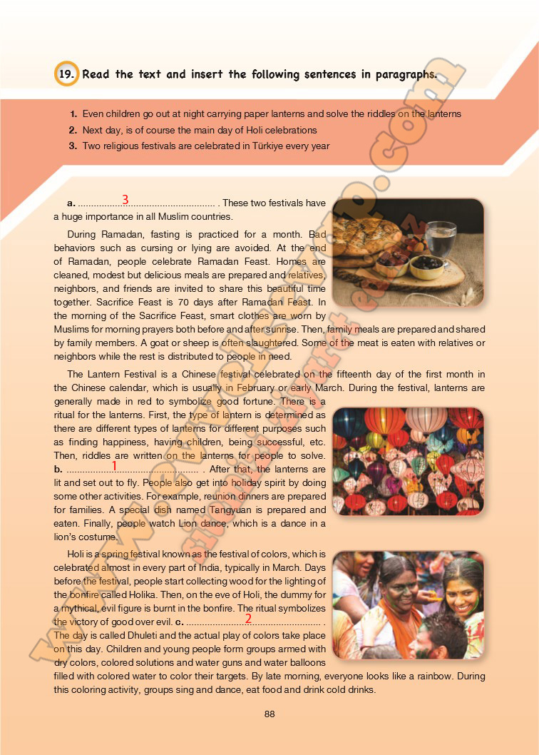 Read the text and insert the following sentences in paragraphs.