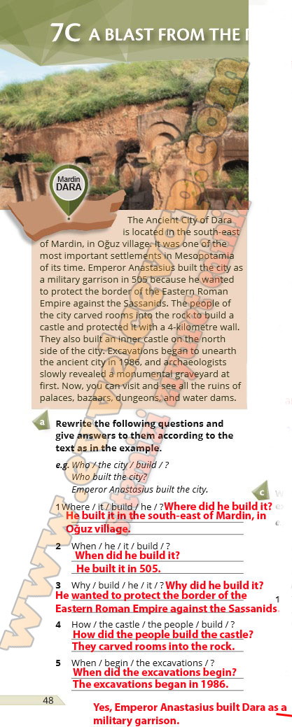 Rewrite the following questions and give answers to them according to ...