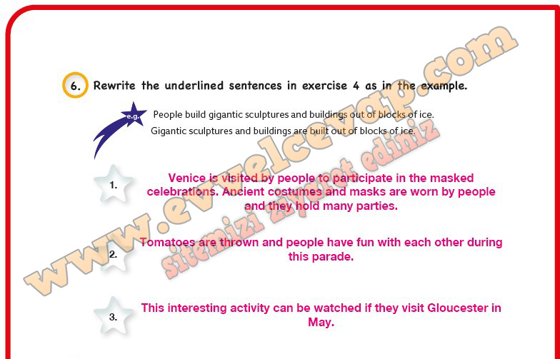 Rewrite the underlined sentences in exercise 4 as in the example.