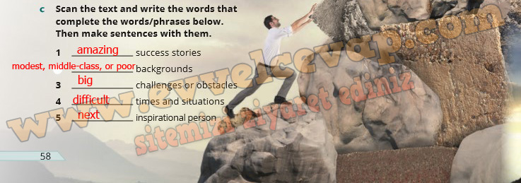 Scan the text and write the words that complete the words/phrases below ...