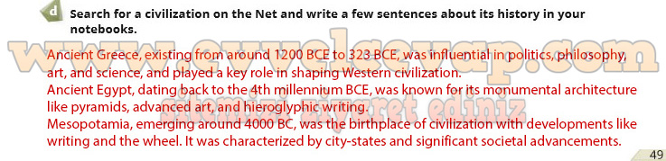 Search for a civilization on the Net and write a few sentences about ...