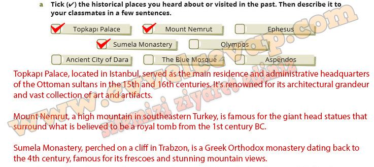 Tick ( ) the historical places you heard about or visited in the past ...