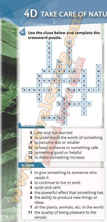 Use the clues below and complete the crossword puzzle.
