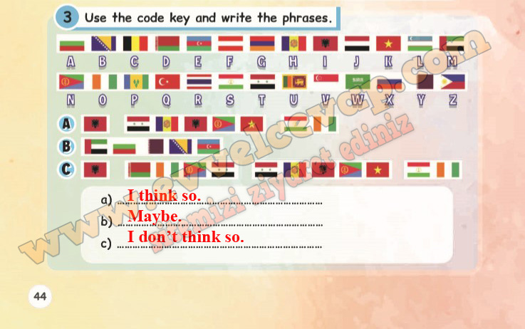 Use the code key and write the phrases.