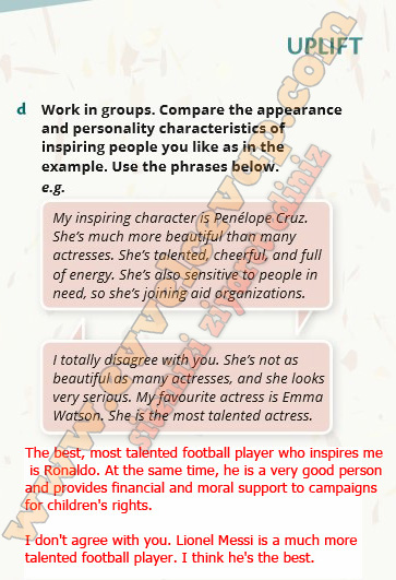 Work in groups. Compare the appearance and personality characteristics ...