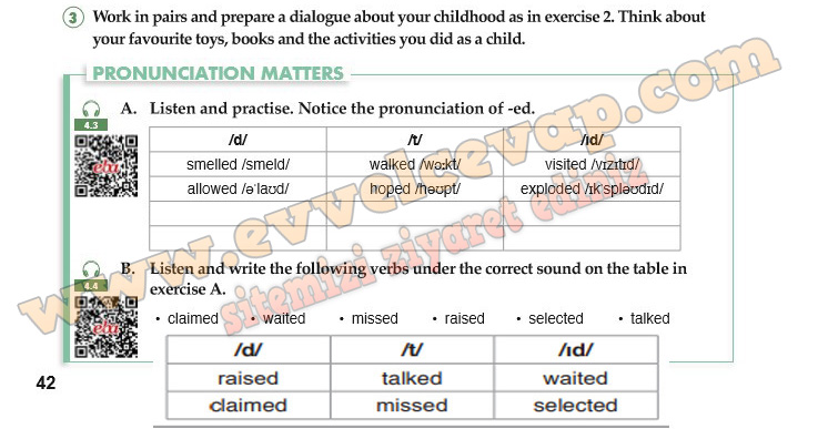 Listen and write the following verbs under the correct sound on the ...