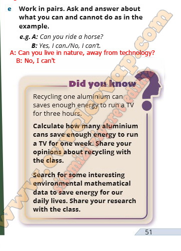 Work in pairs. Ask and answer about what you can and cannot do as in the example.