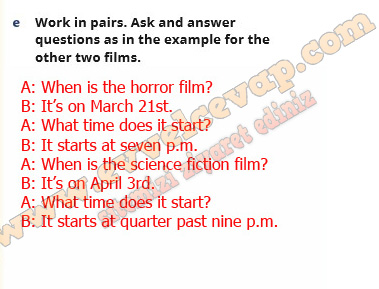 Work in pairs. Ask and answer questions as in the example for the other two films.