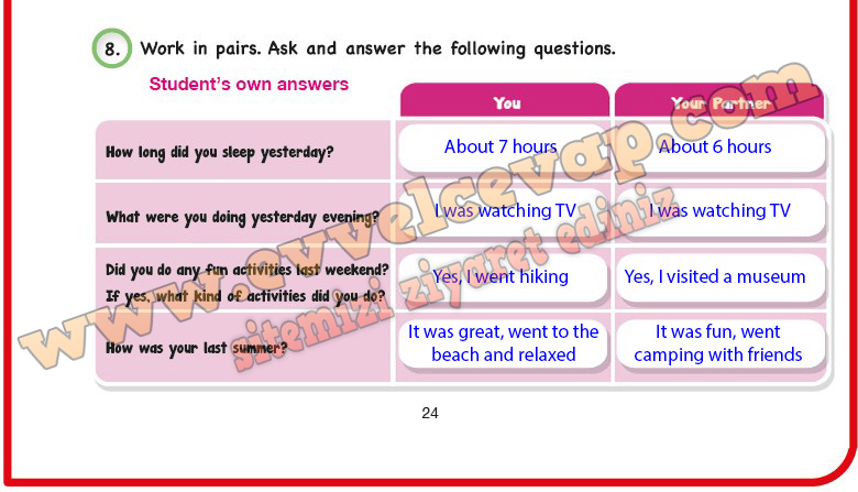 Work in pairs. Ask and answer the following questions.