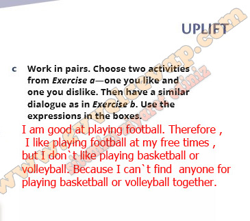 Work in pairs. Choose two activities from Exercise a