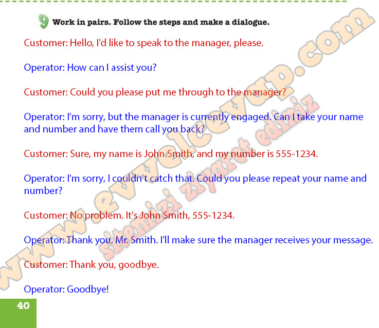 Work in pairs. Follow the steps and make a dialogue.