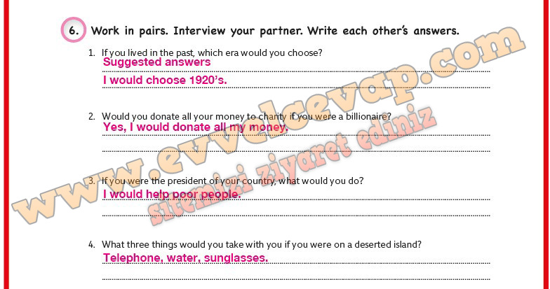 Work in pairs. Interview your partner. Write each other's answers.