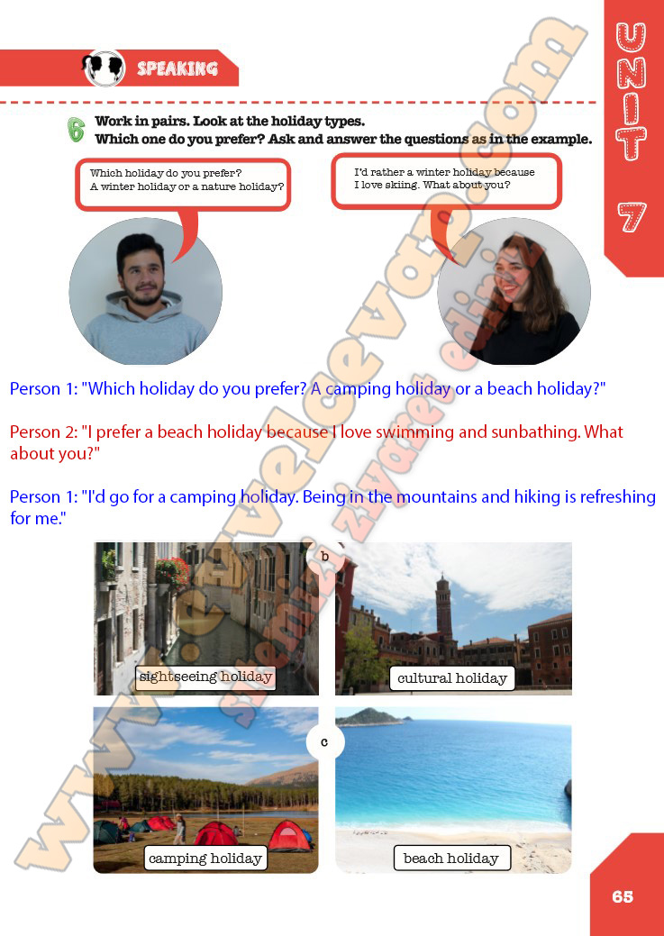 Work in pairs. Look at the holiday types. - Evvel Cevap
