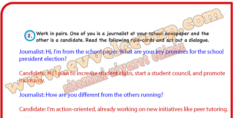 Work in pairs. One of you is a journalist at your school newspaper and ...