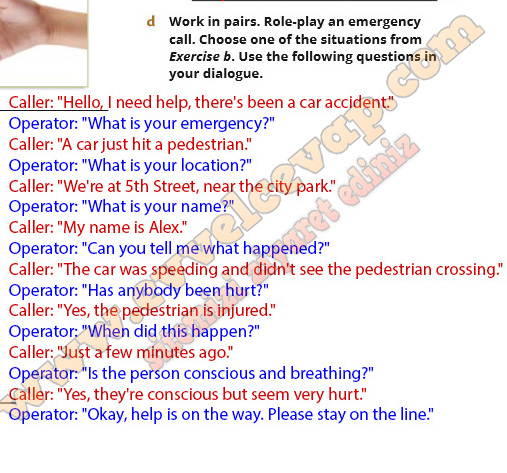 Work in pairs. Role-play an emergency call. Choose one of the ...