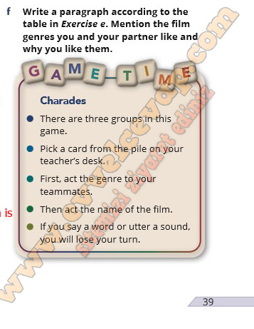 Write a paragraph according to the table in Exercise e. Mention the ...