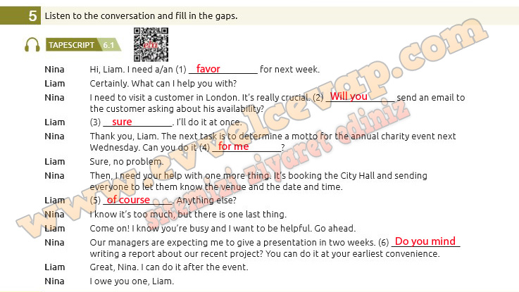 Listen to the conversation and fill in the gaps.