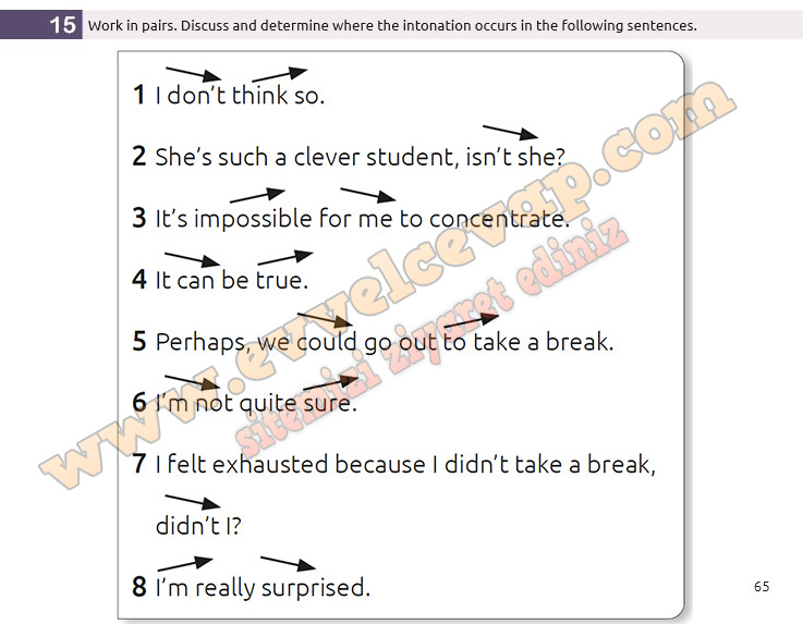 Work in pairs. Discuss and determine where the intonation occurs in the ...