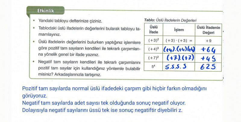 Yandaki tabloyu defterinize çiziniz.