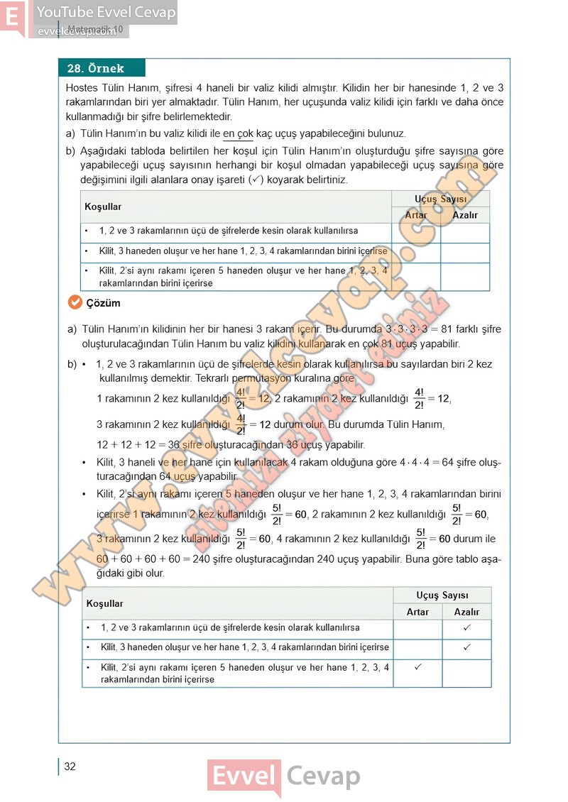 10. Sınıf Matematik Ders Kitabı Cevapları Sayfa 29-30-31-32-33