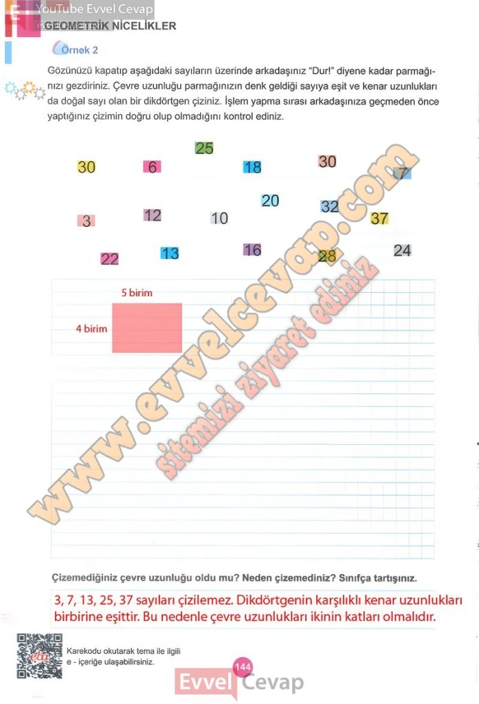 5. Sınıf Matematik Ders Kitabı Cevapları Meb Yayınları (1. Kitap) Sayfa 144