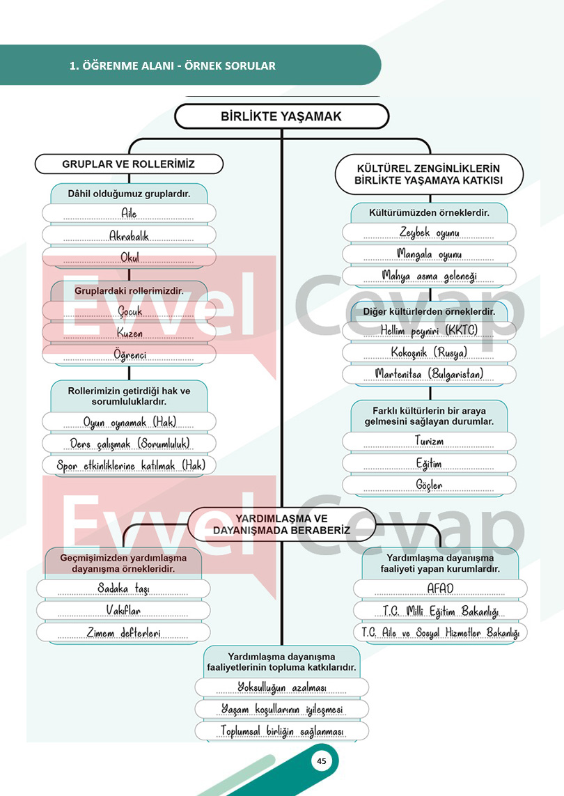5. Sınıf Sosyal Bilgiler Ders Kitabı Cevapları Sayfa 45-46-47