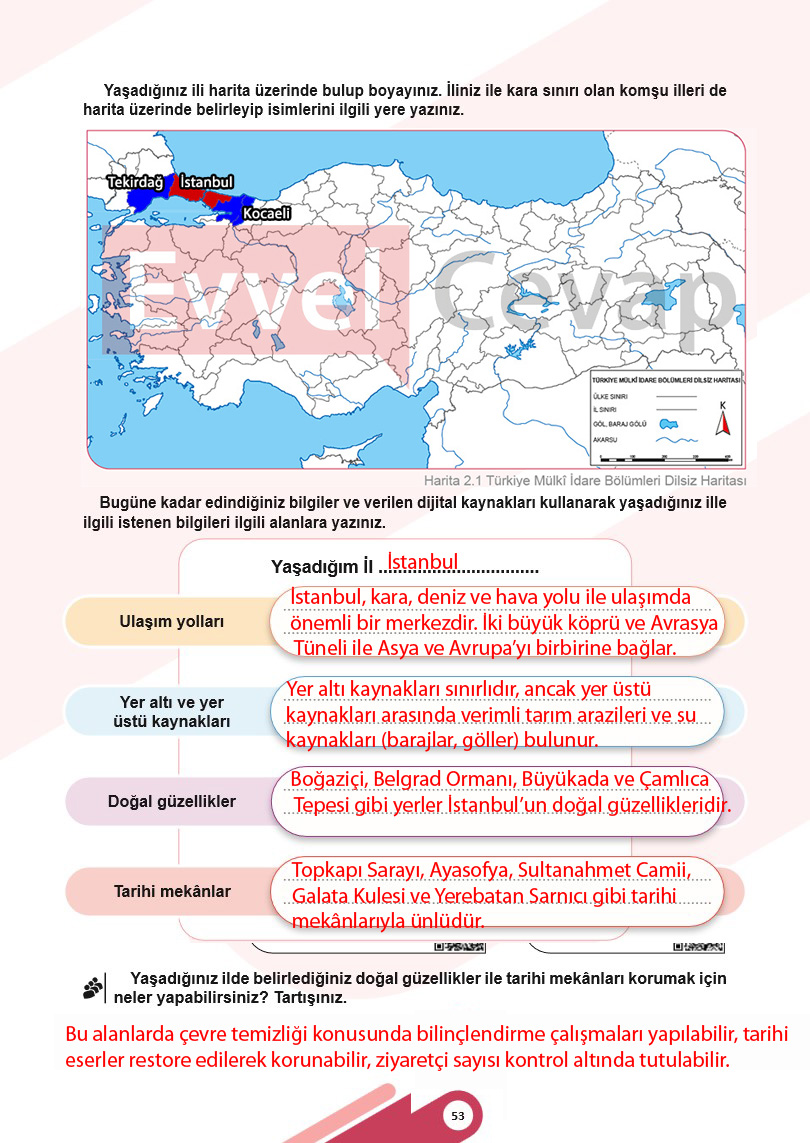 5. Sınıf Sosyal Bilgiler Ders Kitabı Cevapları Sayfa 50-51-52-53-54-55-56-57