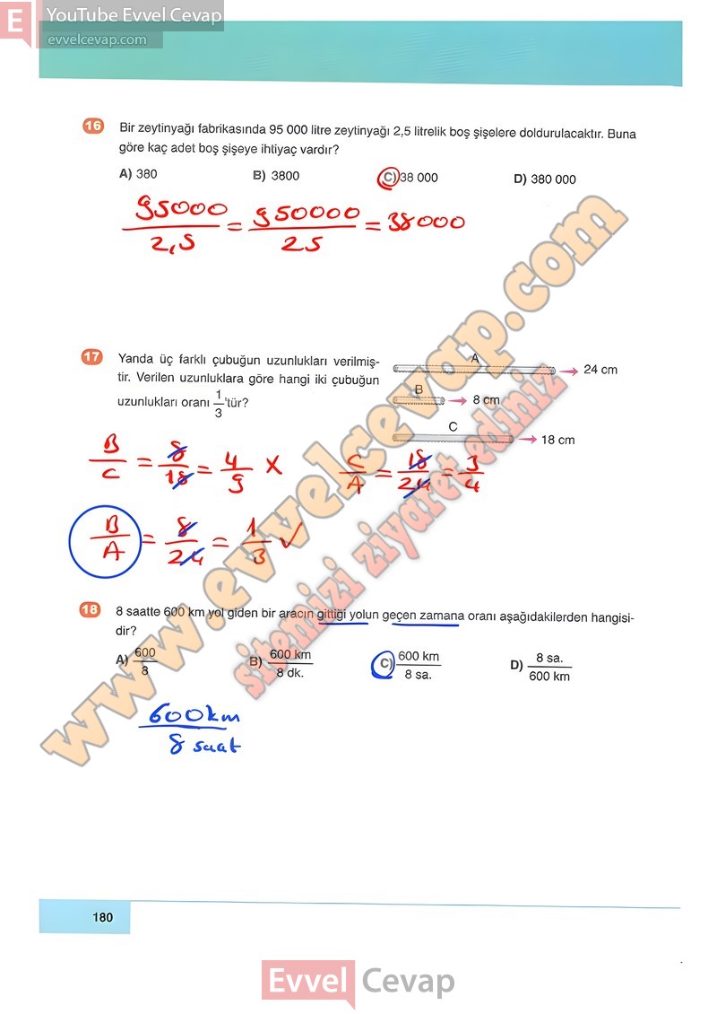 6. Sınıf Matematik Ders Kitabı Cevapları Doğa Yayıncılık Sayfa 178-179-180