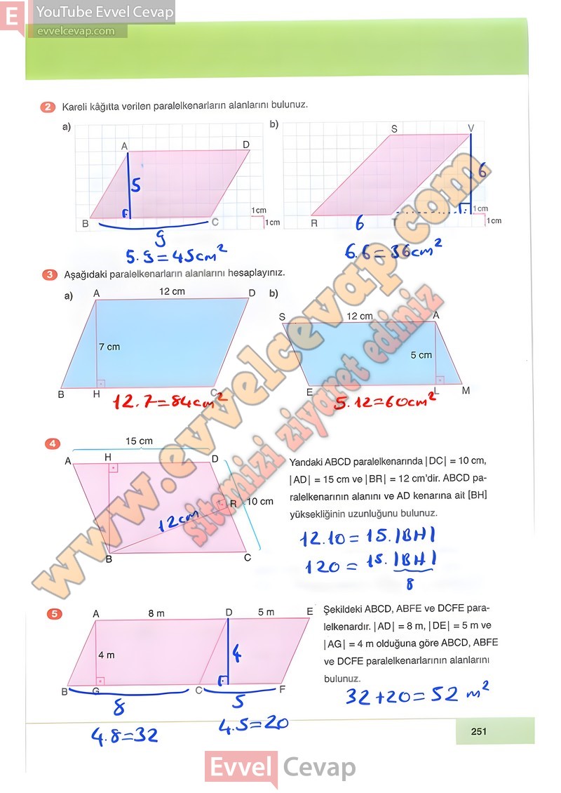 6. Sınıf Matematik Ders Kitabı Cevapları Doğa Yayıncılık Sayfa 244-245 ...