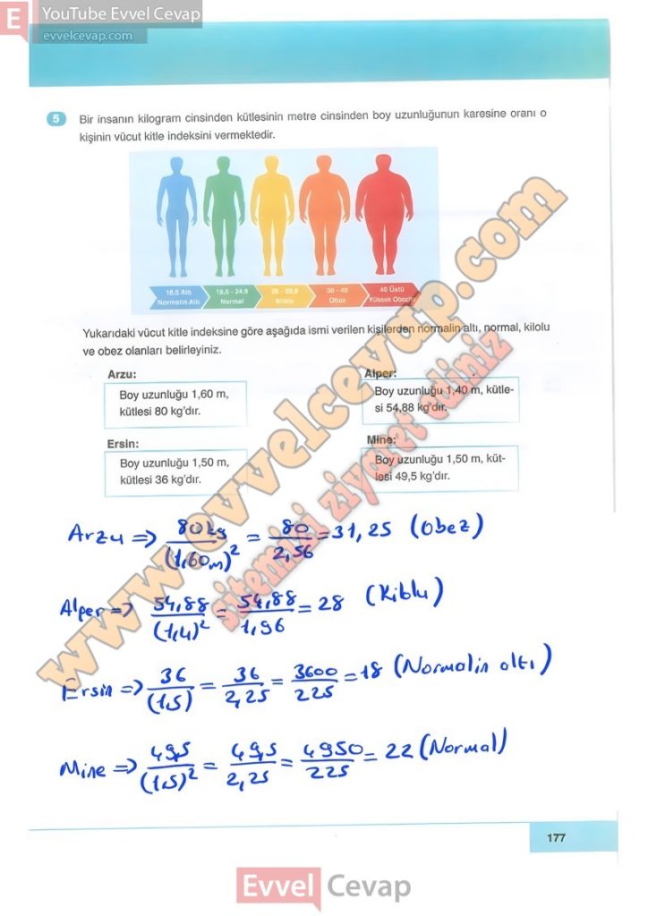 6. Sınıf Matematik Ders Kitabı Cevapları Doğa Yayınları Sayfa 177