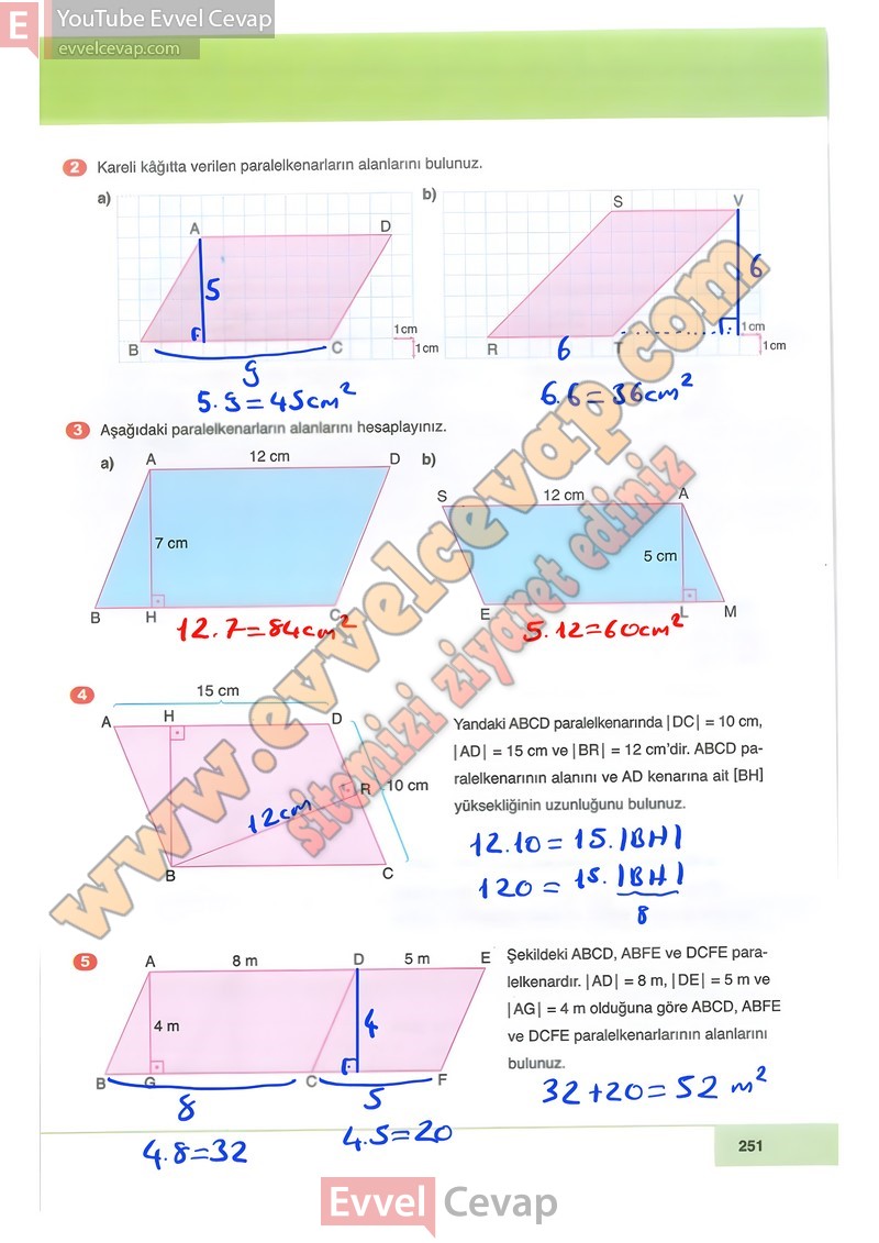 6. Sınıf Matematik Ders Kitabı Cevapları Doğa Yayınları Sayfa 251