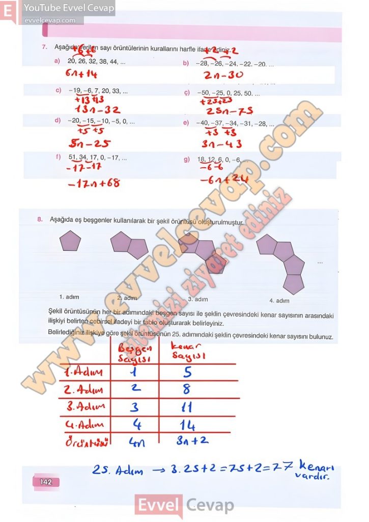 7. Sınıf Matematik Ders Kitabı Cevapları Edat Yayıncılık Sayfa 140-141-142-143-144