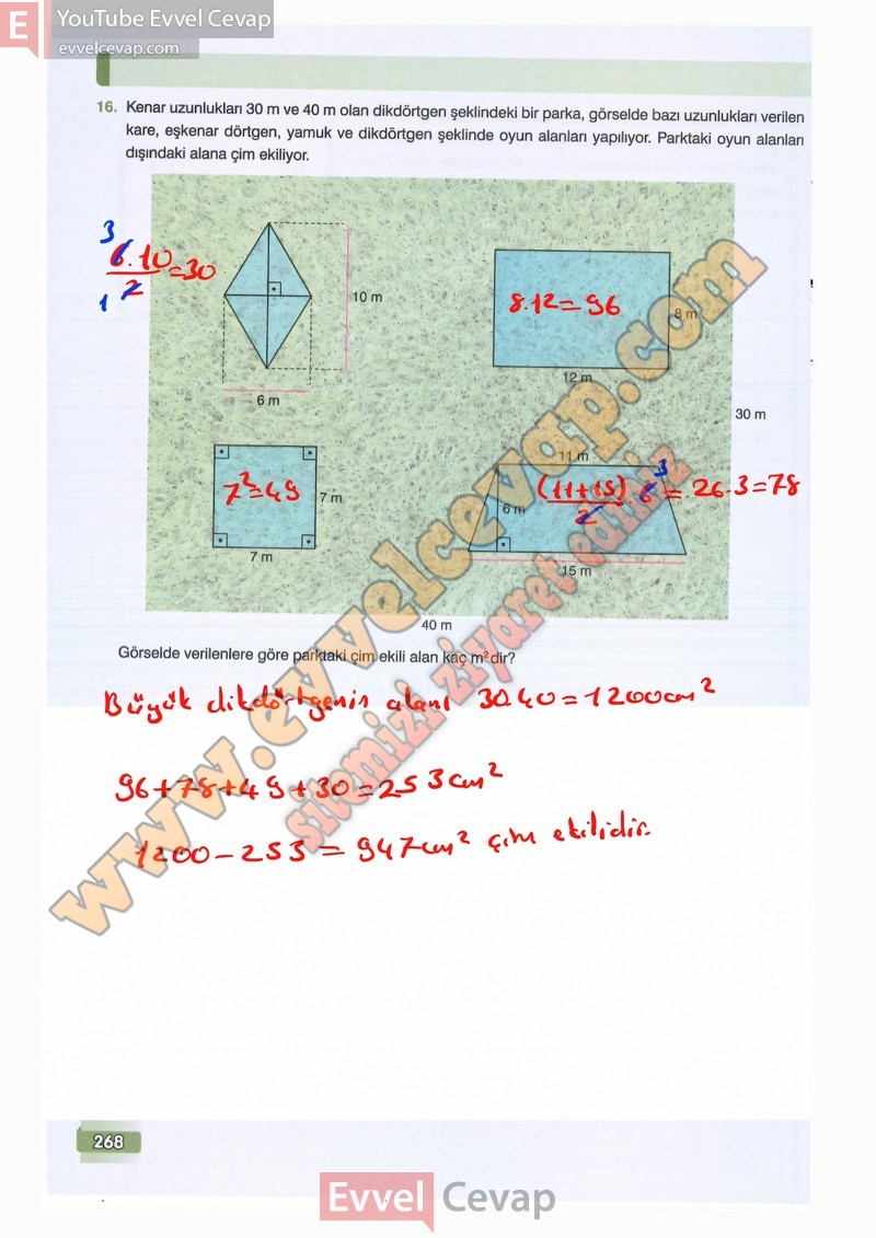 7. Sınıf Matematik Ders Kitabı Cevapları Edat Yayınları Sayfa 268