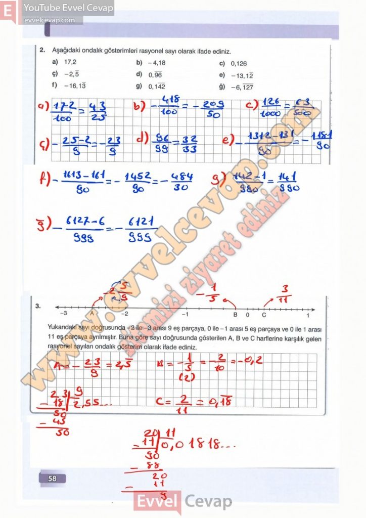 7. Sınıf Matematik Ders Kitabı Cevapları Edat Yayınları Sayfa 58