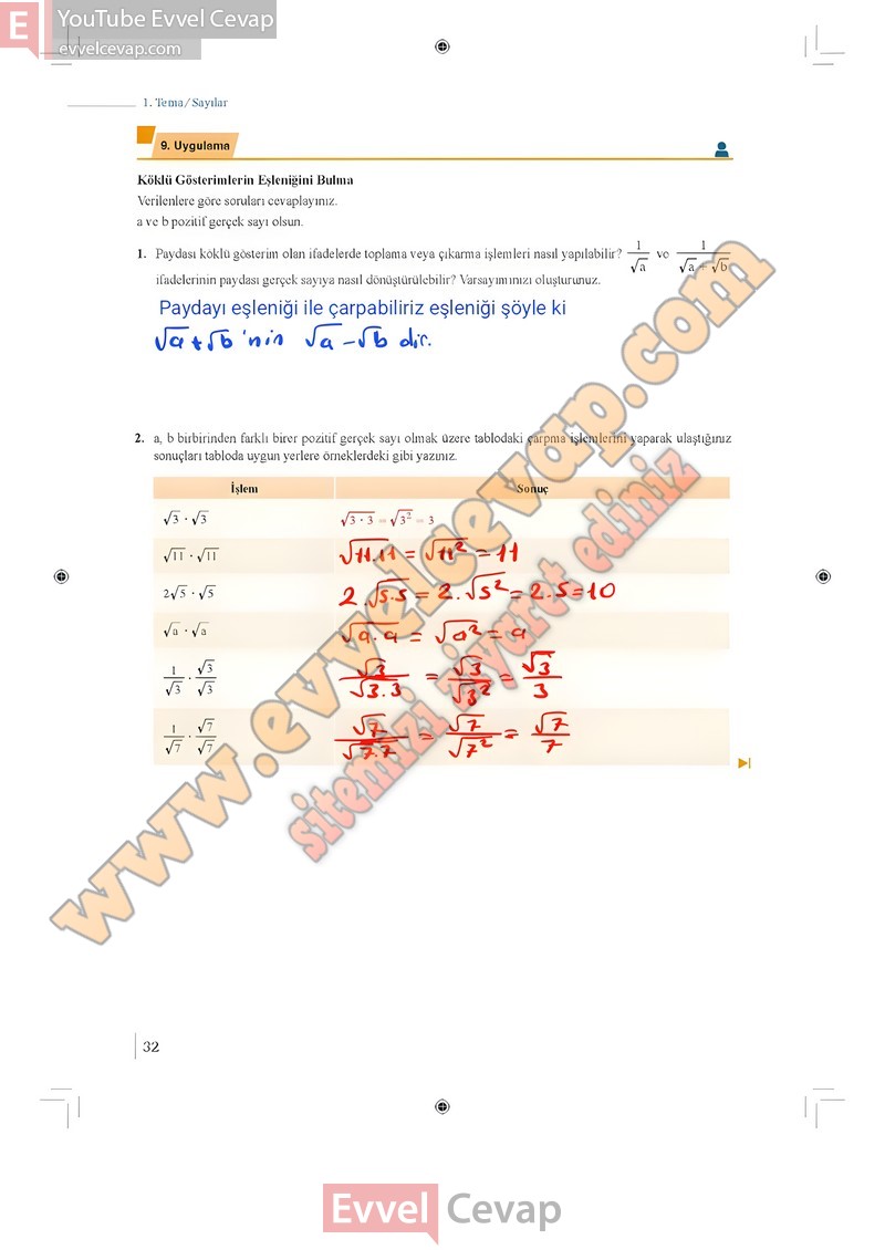 9. Sınıf Matematik Ders Kitabı Cevapları Sayfa 24-25-26-27-28-29-30-31-32-33-34-35-36