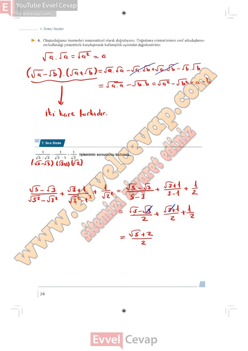 9. Sınıf Matematik Ders Kitabı Cevapları Sayfa 24-25-26-27-28-29-30-31-32-33-34-35-36