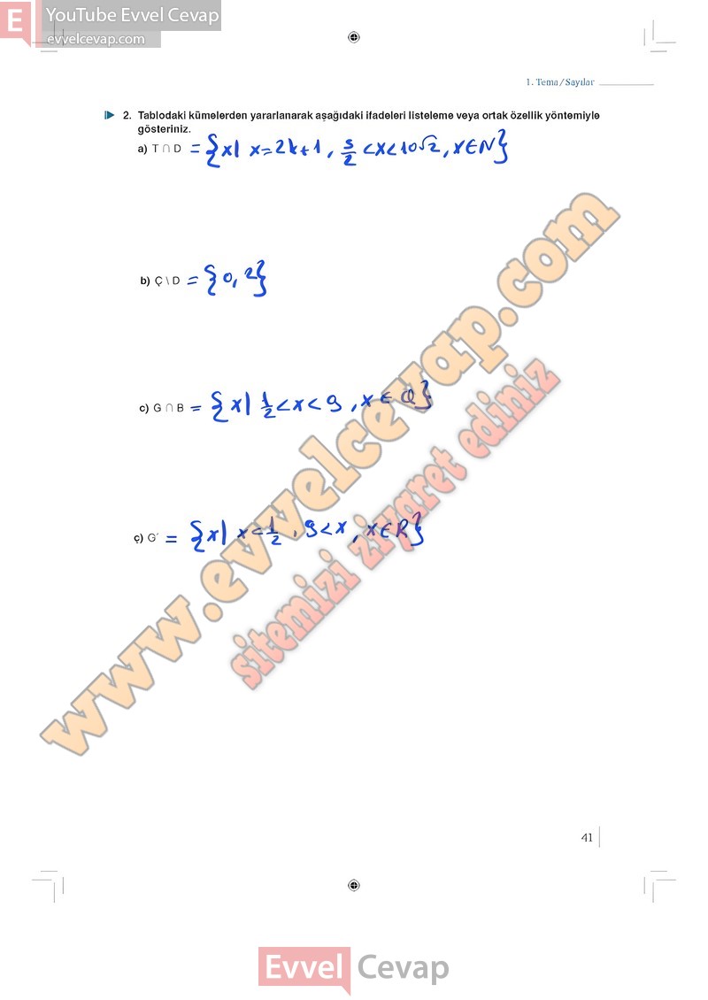 9. Sınıf Matematik Ders Kitabı Cevapları Sayfa 37-38-39-40-41-42-43-44-45-46