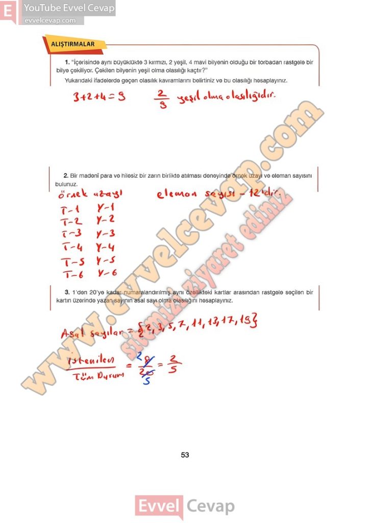9. Sınıf Matematik Ders Kitabı Cevapları Sayfa 53-54-55-56-57-58-59